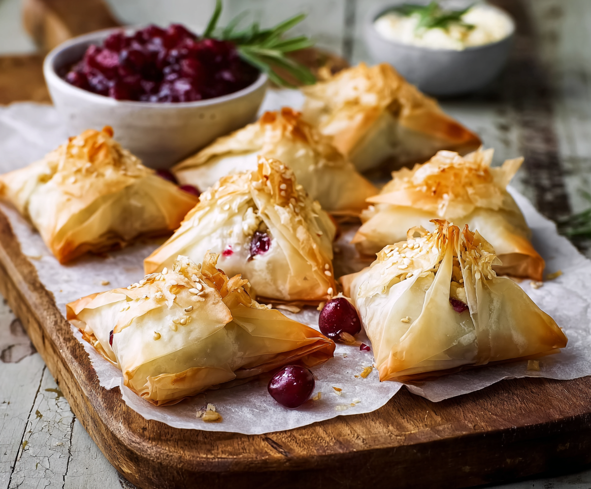 Easy Cranberry Brie Filo Pastries